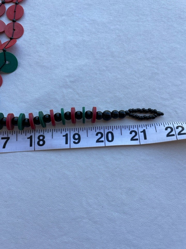 Vintage Cofi Vinyl Beads Mixed W/ Glass Beads Statement Necklace Red ...