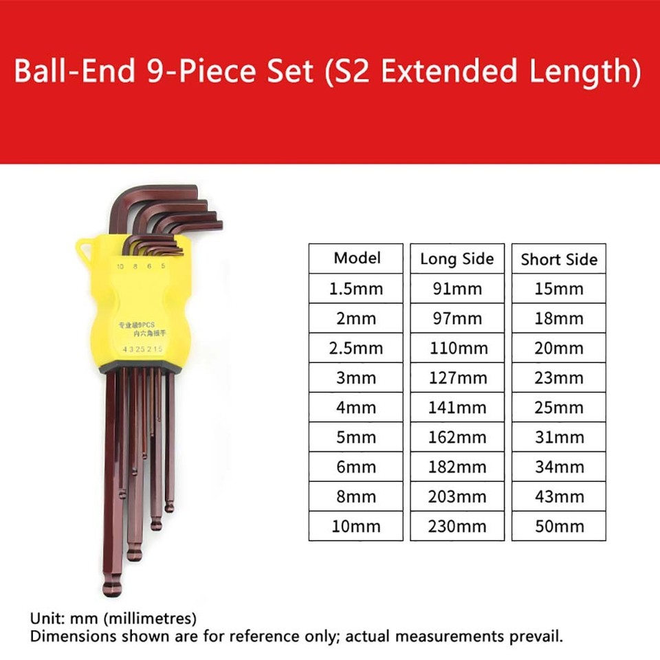 Hex Keys 1.5-2.2mm Allen Keys Ball/Flat End Hex Key Hex Wrenches Alloy ...