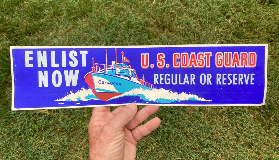Rare N.O.S. Vintage 16" U.S. Coast Guard Rescue Boat Bumper Sticker ...