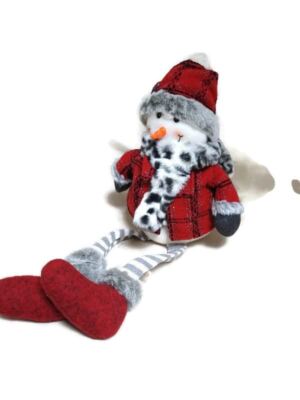 Faux Fur Snowman Dangle Legs - 17 Inches - Wearing Snow Hat | eBay