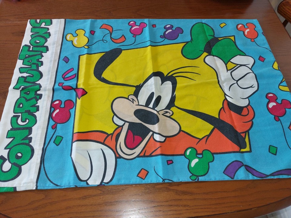 Vtg Single Disney Mickey Mouse & Goofy CONGRATULATIONS Standard ...