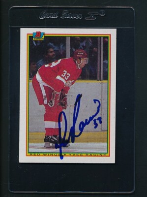 1990/91 Bowman #230 Yves Racine Red Wings Signed Auto *D183 | eBay
