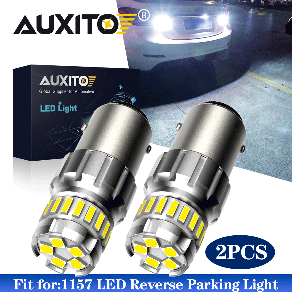 2X AUXITO 1157 LED Turn Signal Brake Reverse Parking Light Bulb White ...