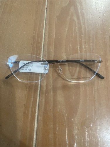 Naturally Rimless NR 371 Gold Rimless Eyeglass Frames 180° 52 16 138 (B ...