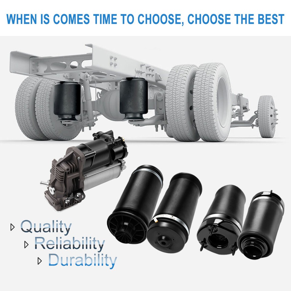5PCS Front Rear Air Suspension Springs + Air Compressor For Mercedes ...