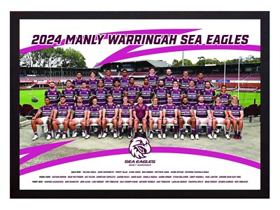 Framed 2024 Manly Sea Eagles NRL Poster - 84cm x 59.5cm x 3cm | eBay ...