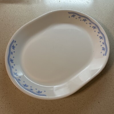 Corelle Corning MORNING BLUE 12" Oval Serving Plate Platter White Blue ...