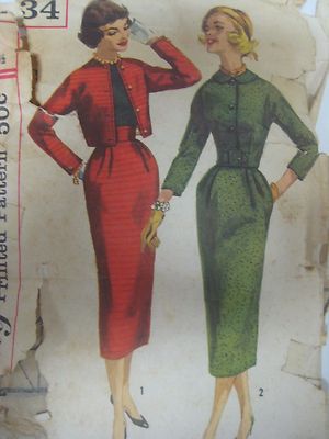 Vtg 1960's Simplicity 2134 TWO-PC SUIT SKIRT w/ KICK PLEAT Sewing ...