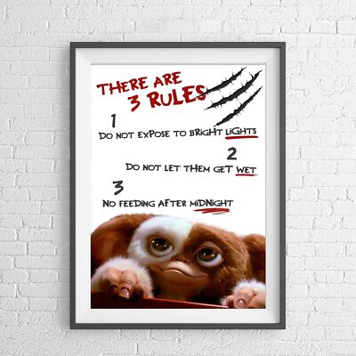 Gremlins Gizmo 3 Rules Classic Cult Movie Poster Picture Print Sizes A5 ...