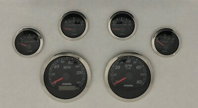 DOLPHIN GAUGES 6 GPS STREET ROD GAUGE SET STREET ROD HOT ROD, UNIVERSAL ...