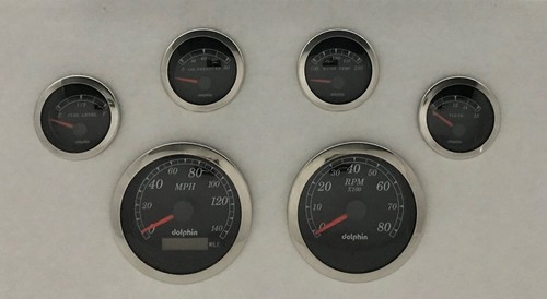DOLPHIN GAUGES 6 GPS STREET ROD GAUGE SET STREET ROD HOT ROD, UNIVERSAL ...