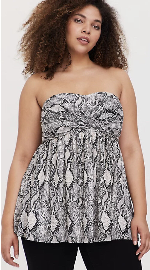 Torrid Snake Skin Strapless Babydoll Blouse Size 5 NWT FABULOUS! | eBay