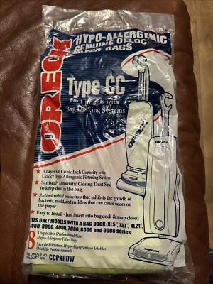 ORECK Type CC Vacuum Cleaner Bags CCPK8DW Oreck CELOC Upright Vac Bag 8 ...