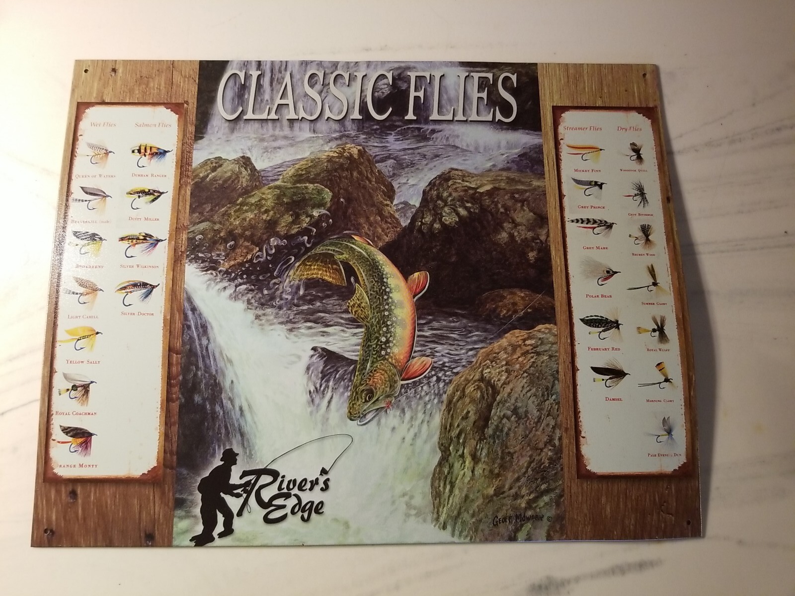 2005 Classic Flies Rivers Edge Geoff Mowery Fly Fishing Tin Sign Metal ...