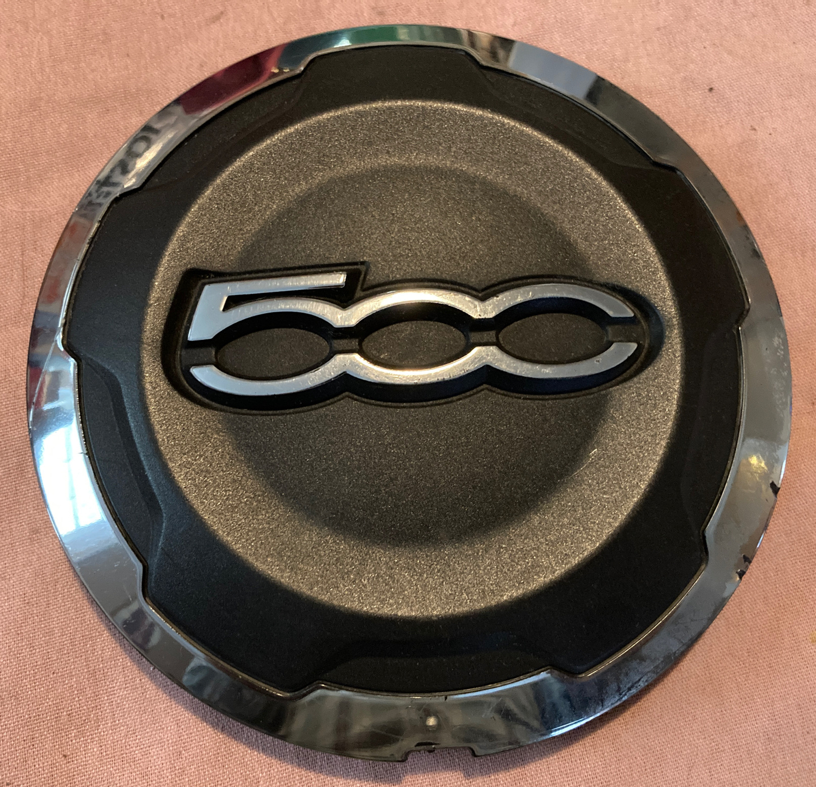 2012-2017 Fiat 500 Black Chrome Trim Center Cap OEM 735574469 Hubcap ...