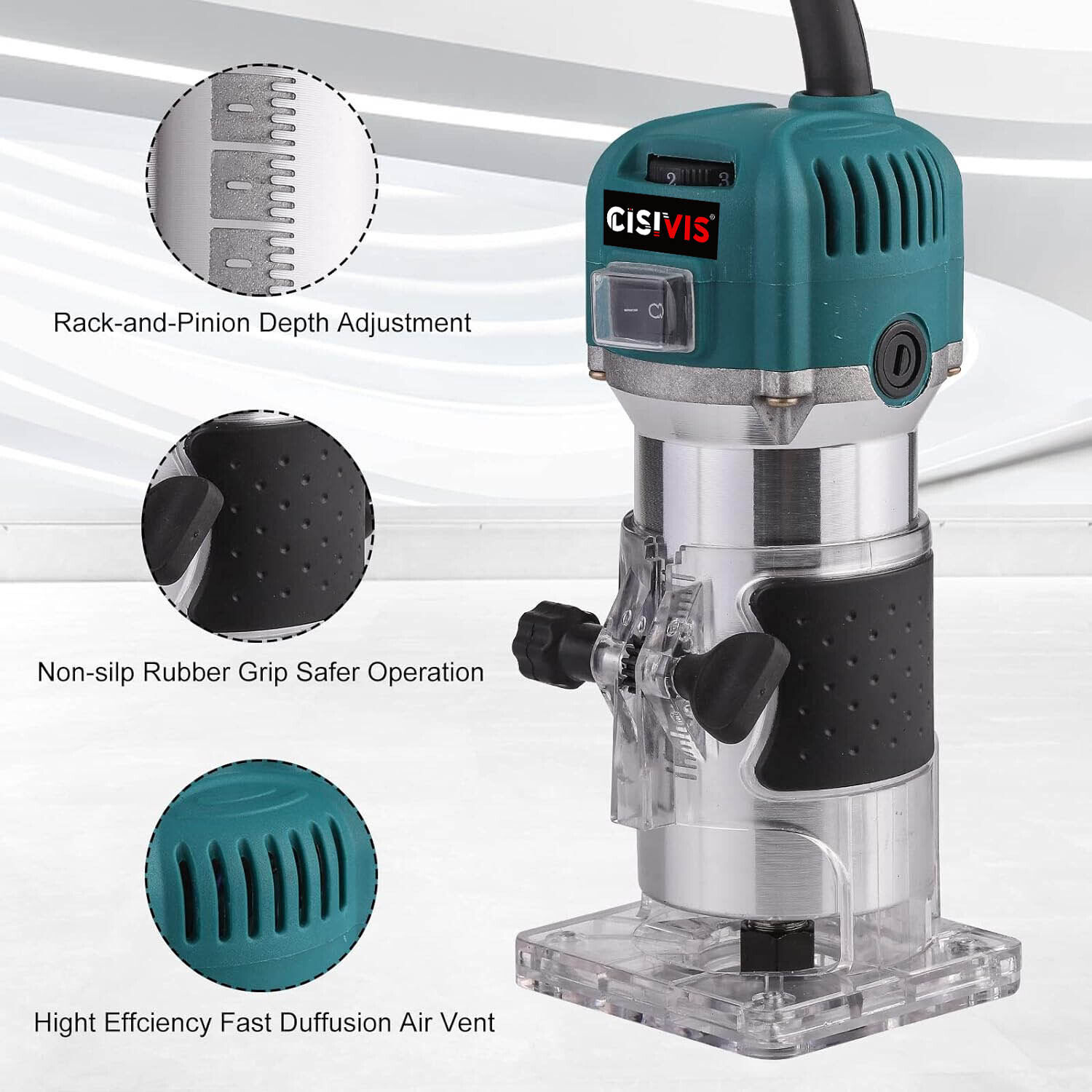 1200W 1/4" Electric Hand Trimmer Palm Router Woodworking Laminate Wood ...