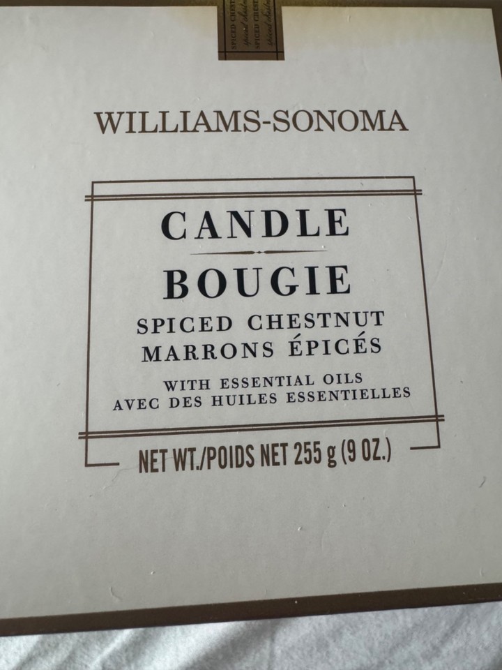 Williams Sonoma Candle Bougie Spiced Chestnut 9 oz Single Wick 50 Hours ...