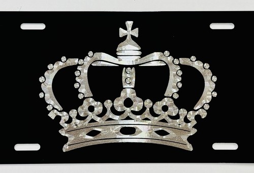 Engraved King King's Crown Car Tag Diamond Etched Vanity Front License ...