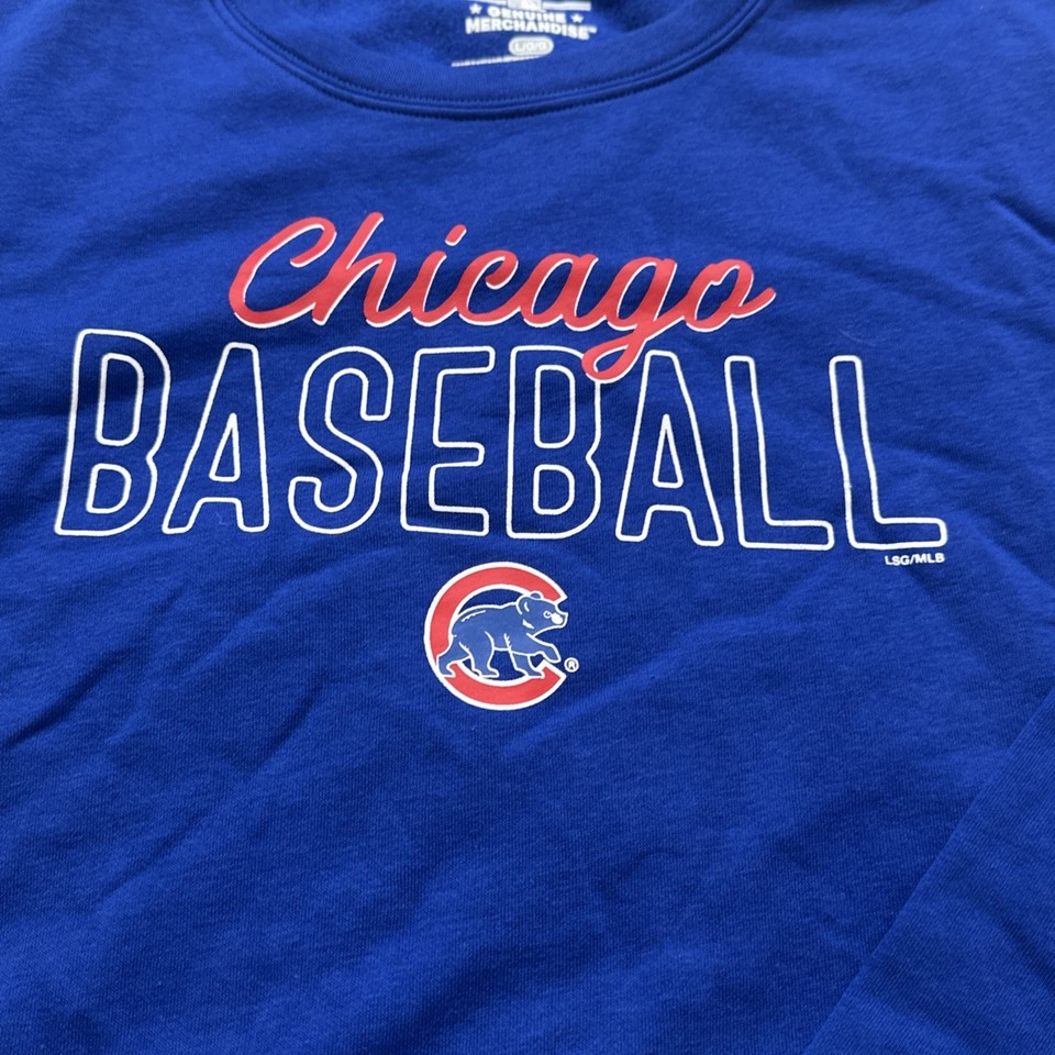 Chicago Cubs Baseball Sweatshirt Women's Large Blue Pullover Crew Neck ...