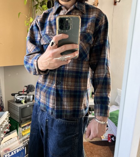 Pendleton Blue/Green/Blown 100% Virgin Wool Flannel - Youth XL | eBay