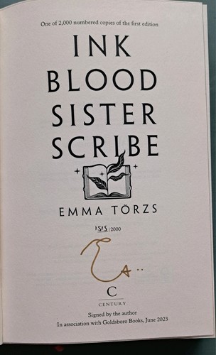 INK BLOOD SISTER SCRIBE SIGNED EMMA TORZS CLOTHBOUND FOILED COVER 1st ...