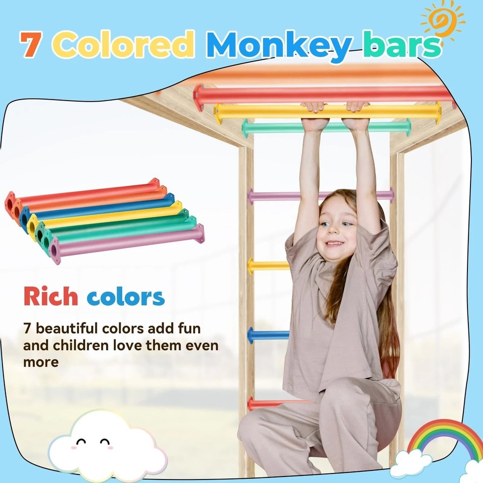 7 Colors 22 Inch Steel Monkey Bars Ladder Rungs Set for Backyards ...