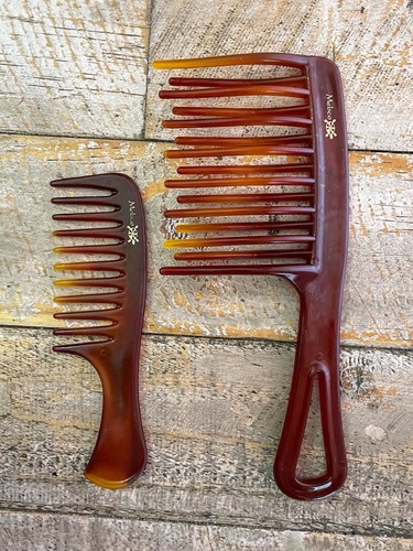 Vintage Mebco Brown Comb Set Wide Tooth Brown Tortoise Shell Detangling ...
