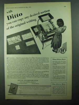 1931 Ditto Copier Ad - Copy Any Desired Section | eBay