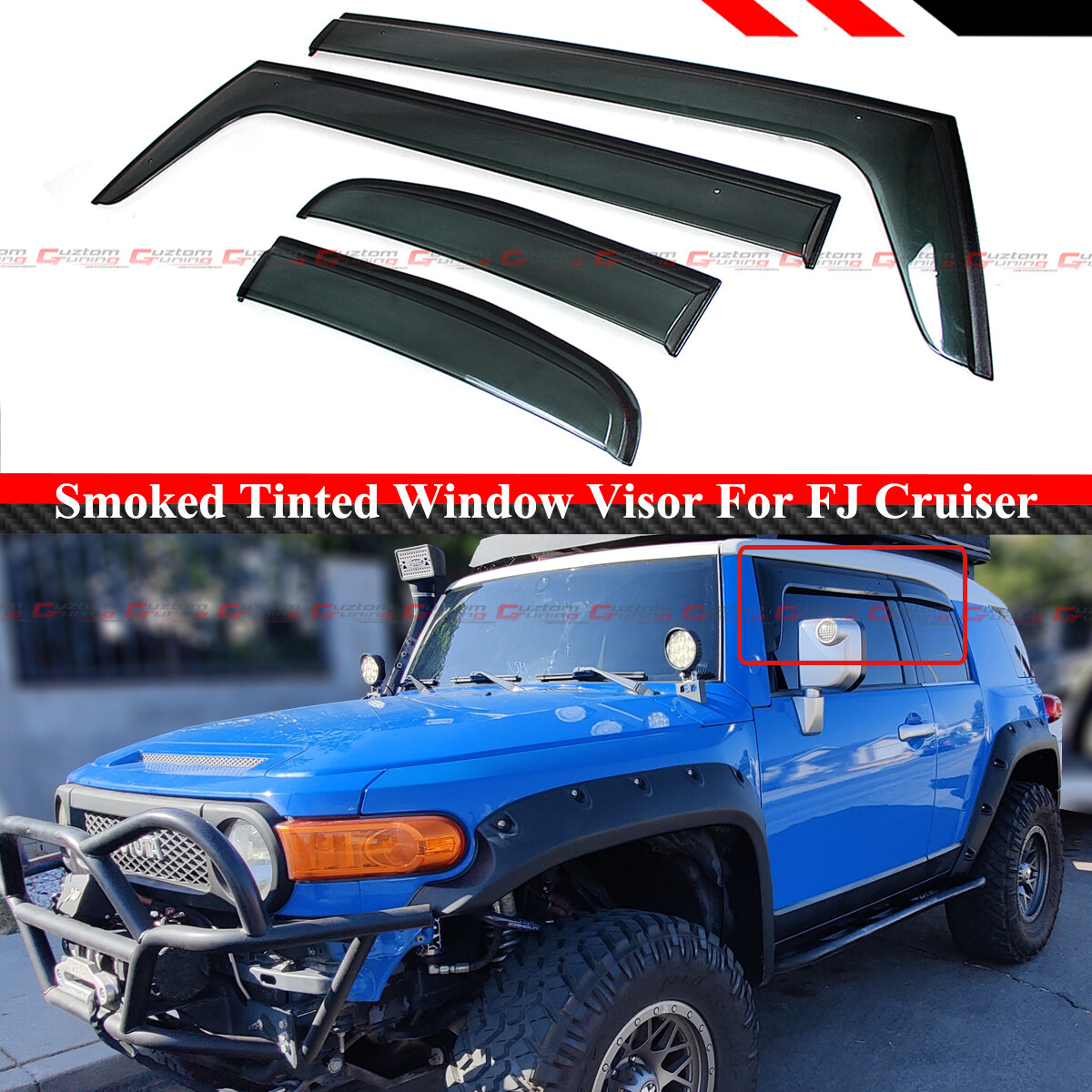 FOR 2007-14 TOYOTA FJ CRUISER PREMIUM CLIP-ON OFFROAD SMOKE TINTED ...