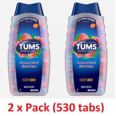2 x Pack TUMS Ultra Strength 1000 mg Assorted Berries 530 Chewable ...