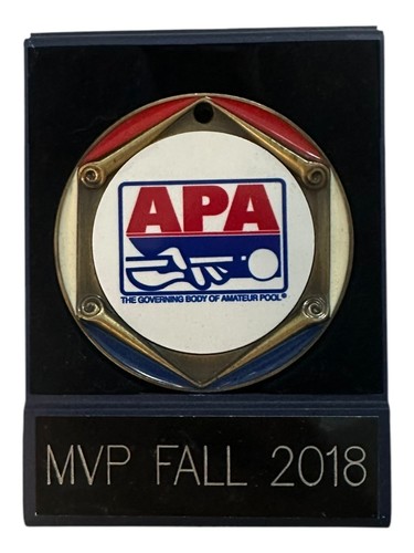 APA American Pool Players MVP Award Medallion Fall 2018 Trophy ...