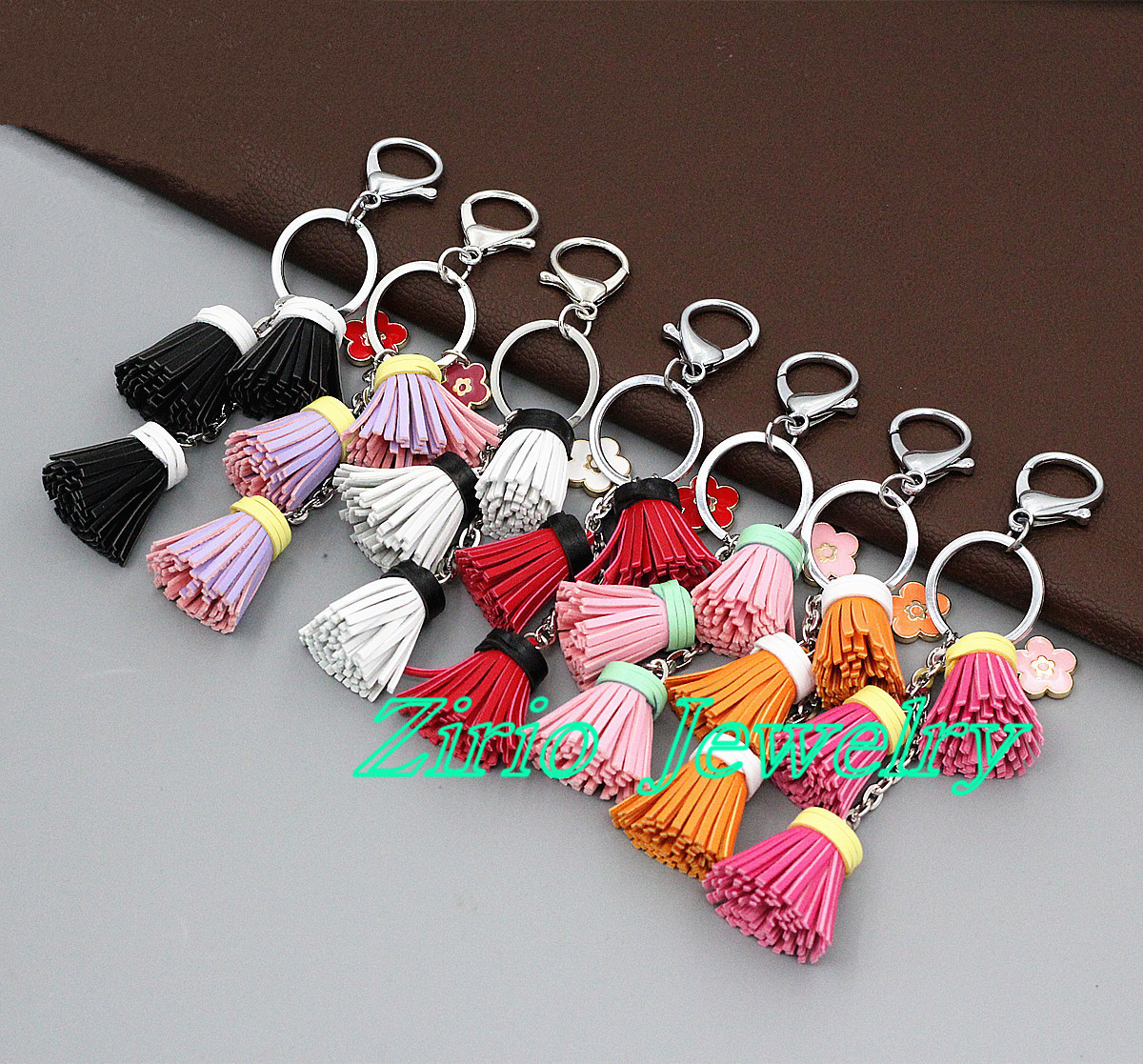 Handmade Leather Tassel Flower Key Chain Bag Purse Keyring Handbag ...