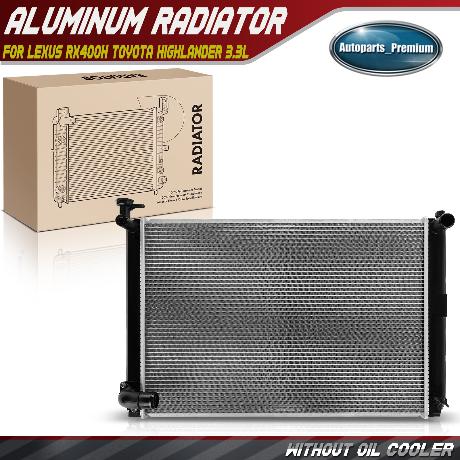 Radiator for Lexus RX400h 2006 2007 2008 Toyota Highlander 3.3L w/o Oil ...