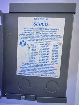 Sebco 1023-12 150W 120/12 Low Volt Transformer Indoor/Outdoor (Lot of 3 ...