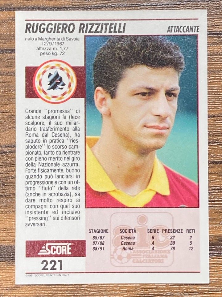 Score 92 Card Calcio Serie A Ruggiero Rizzitelli AS Roma | eBay