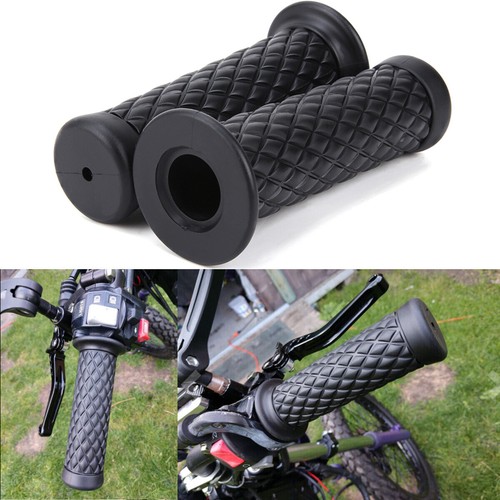 22mm 7/8" Handlebar Grips Motorcycle Universal Black Rubber Motorbike ...