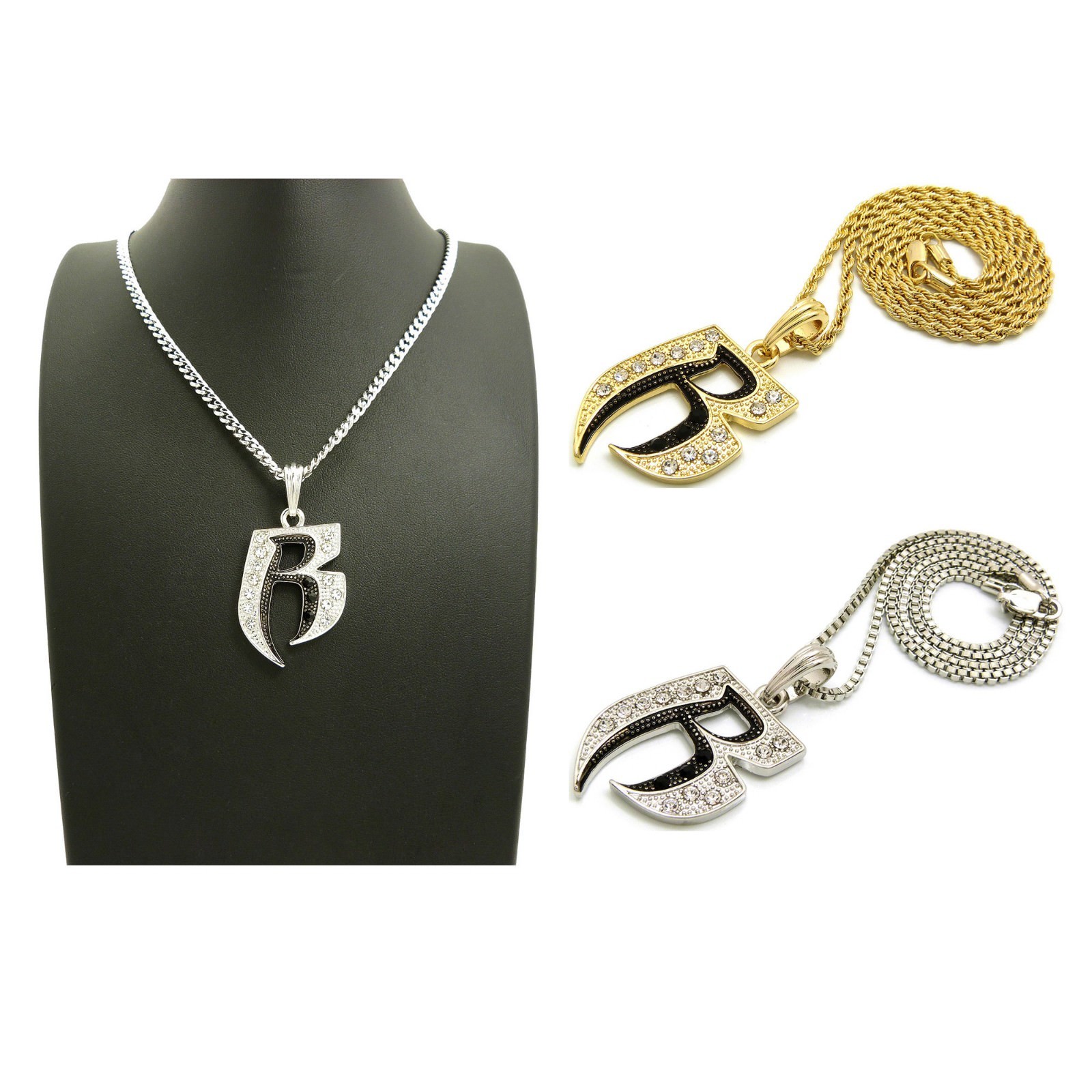 NEW 'R' RUFF RYDERS PENDANT & 24" VARIOUS CHAINS HIP HOP NECKLACES ...