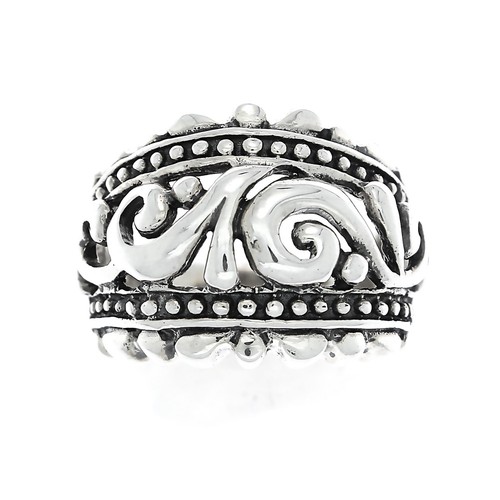 Sterling Silver Dome Ring Cut Out Filigree Shape | eBay