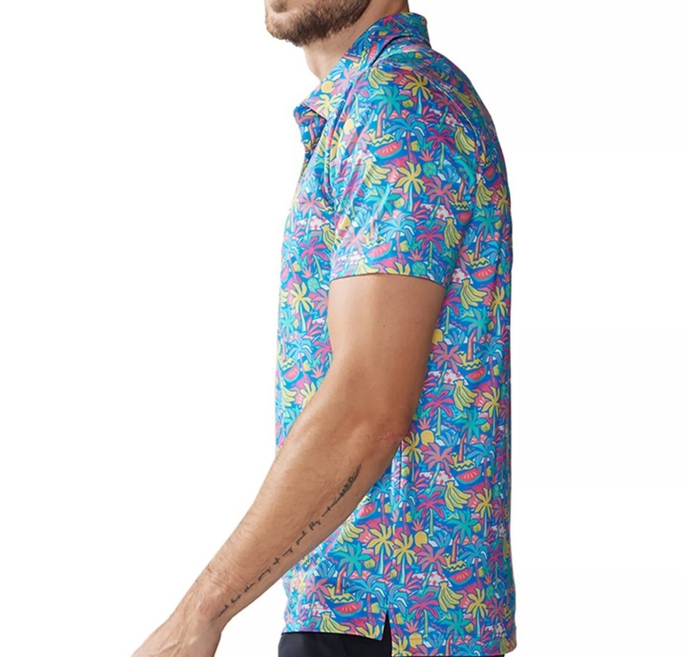 chubbies Men's Lightweight Performance Golf Polo Shirt Tropical Bunch ...