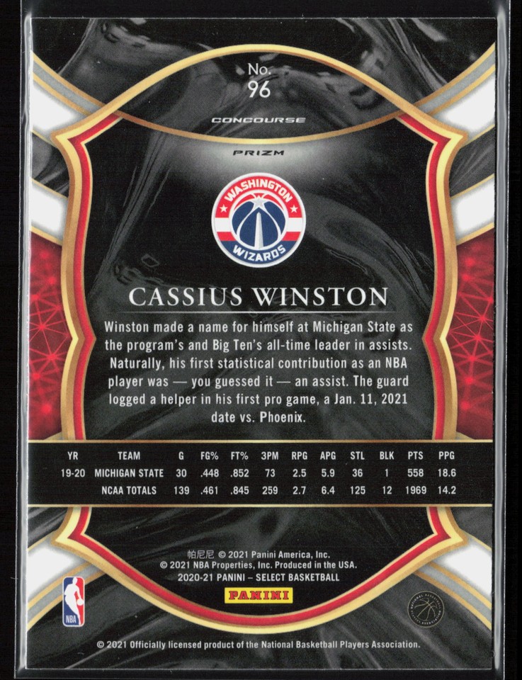 2020 Panini Select #96 Cassius Winston Concourse | eBay