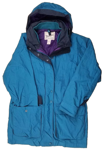 Woolrich Womens Sz S Double Zipper Long Cold Weather Rain Jacket Hood ...