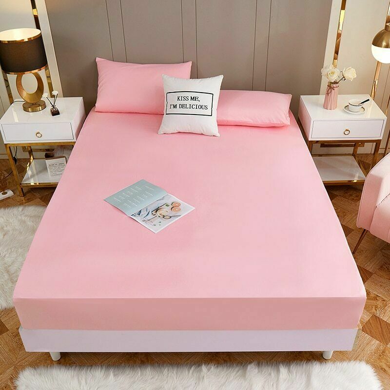 Solid Color Mattress Cover Four Corners Elastic Band Bed Sheet No ...