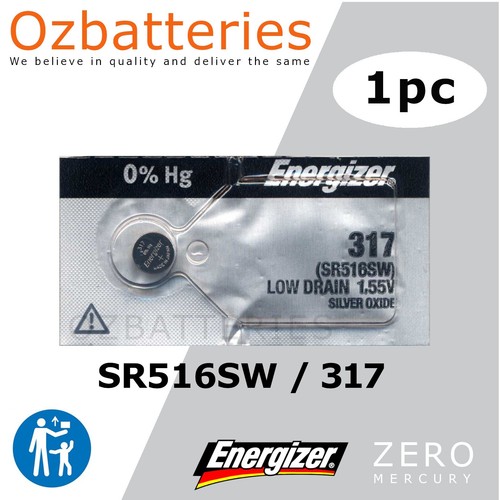 1PC ENERGIZER SR516SW SR516W 516SW, 516W, 317 1.55V Watch Batteries ...