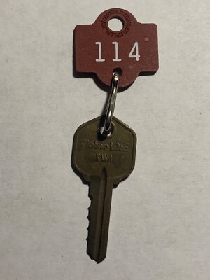 Vintage College Dorm room Hotel Motel Room Key Fob with Key #114 | eBay