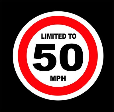 LIMITED TO 50 MPH speed restriction stickers choice of 3 size coach ...