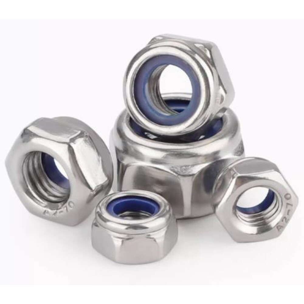 10PCS M8 304 Nyloc Self Locking Hex Nuts Nylon Insert Lock Nuts A2 ...