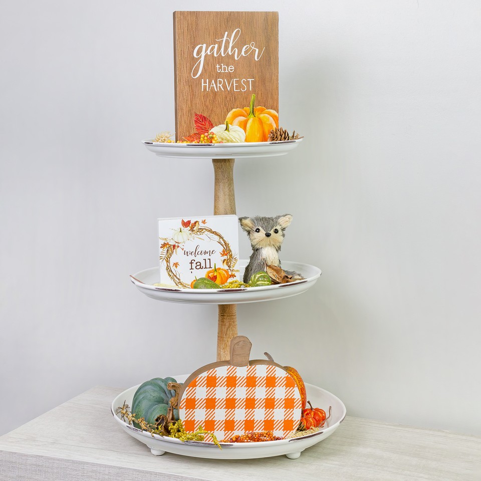 Fall Wood Block Signs 3pk, Small Pumpkin and Harvest Shelf Box Signs ...