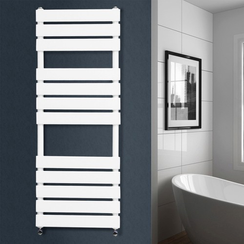 1200x450 mm White Designer Bathroom Flat Heated Warming Towel Rail ...