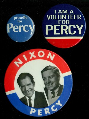 (3) Charles Percy Political Pinbacks ILLINOIS REPUBLICAN US SENATOR | eBay