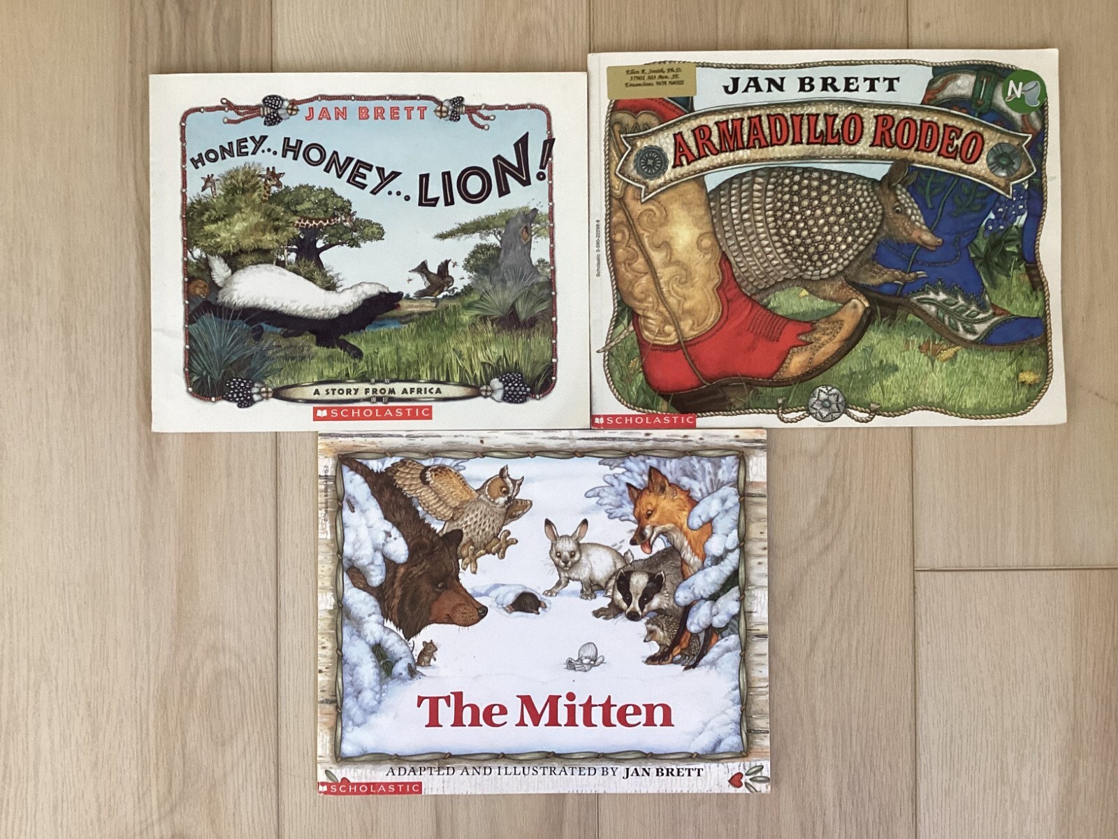 Jan Brett Book Lot of 3 Children's Picture Book Mitten, Armadillo Rodeo ...